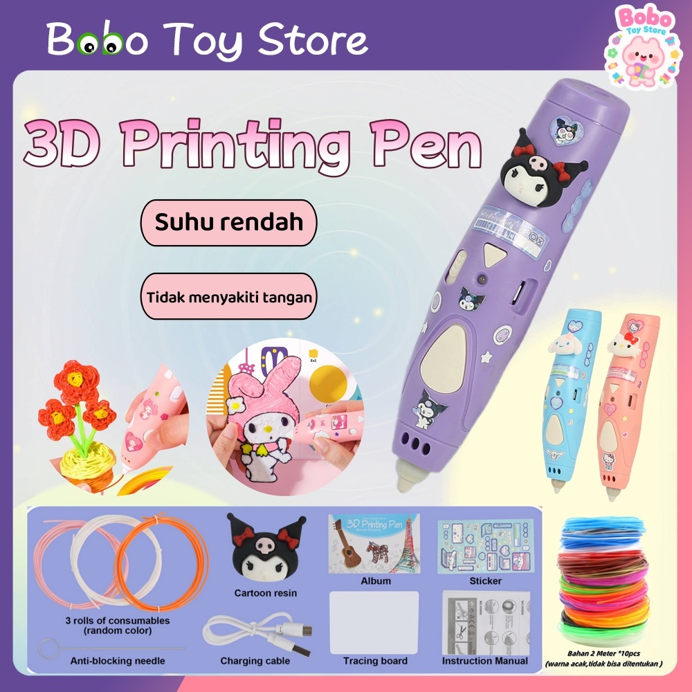 Jual BOBO 3D Pen 3D Printer Pena 3D Printing Mainan Edukasi Anak Hadiah ...