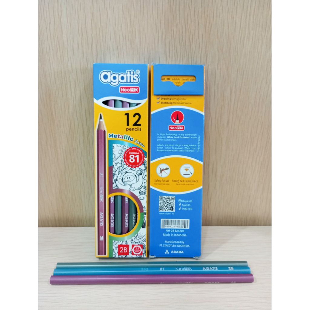 Jual (12PCS) PENSIL 2B AGATIS METALLIC PACK | Shopee Indonesia