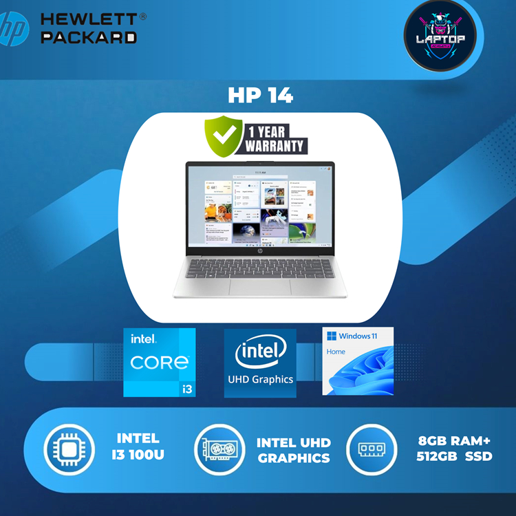 Jual LAPTOP HP 14 CORE I3 100U 8GB 512GB W11 14.0FHD | Shopee Indonesia