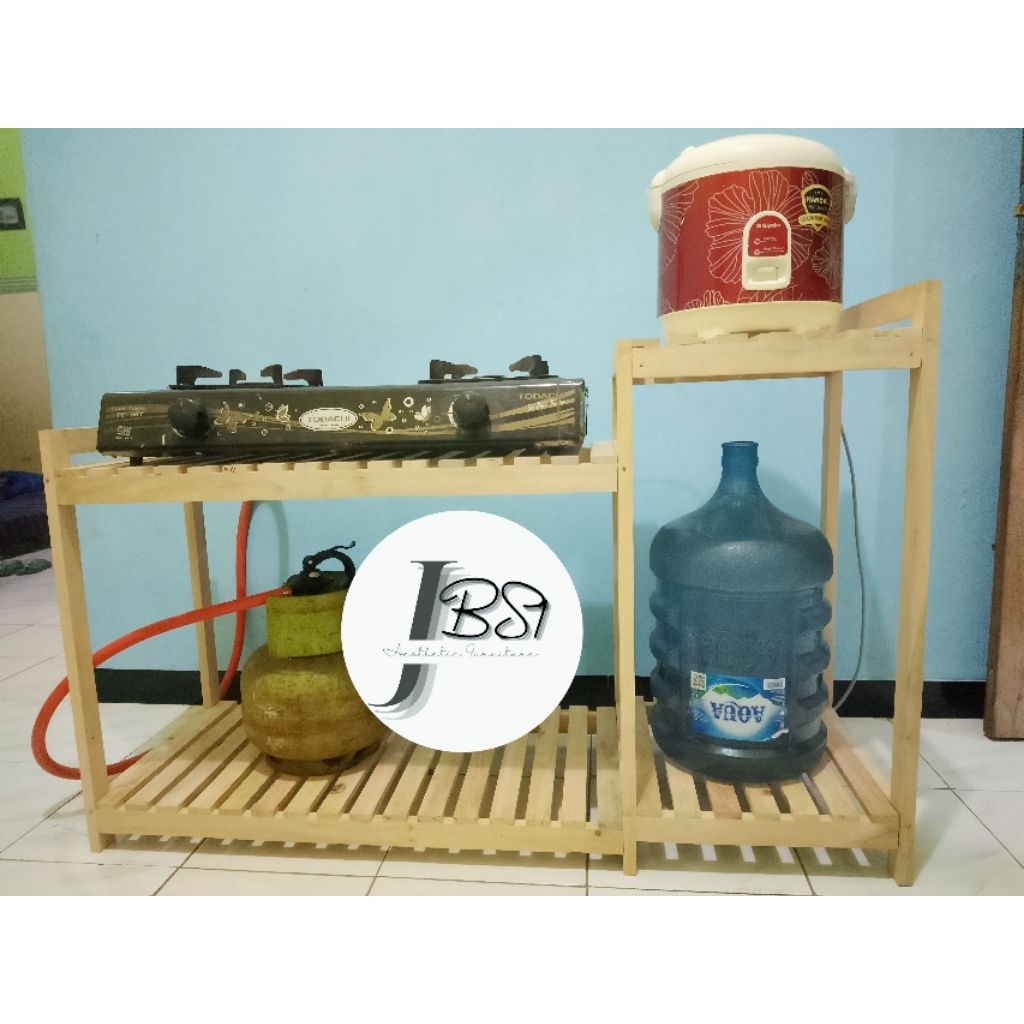 Jual RAK KAYU KOMPOR 2 TUNGKU DAN GALON POMPA MINIMALIS | Shopee Indonesia
