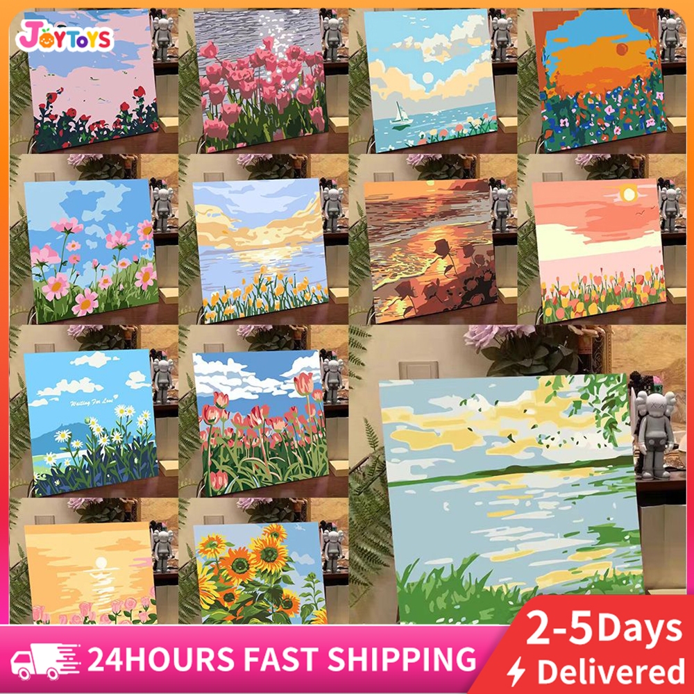 Jual JOYTOYS1 Flowers Series Painting Kit DIY 20x20cm Paint by Number ...