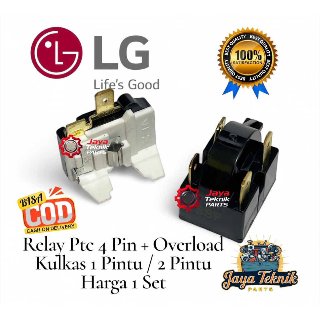 Jual Set Relay 4 Pin + Ptc Overload Kulkas LG 1 Pintu / 2 Pintu / Relay ...