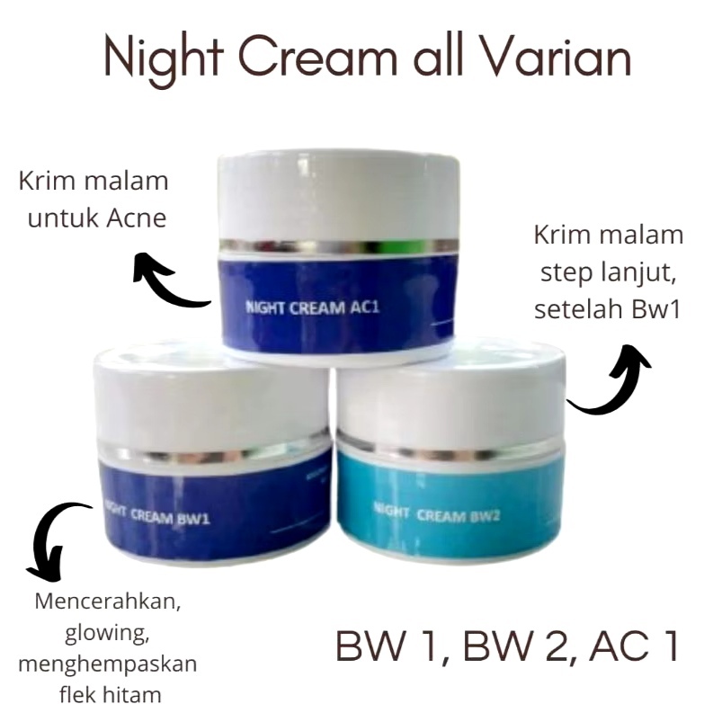 Jual Night Cream / Krim malam BW1 BW2 Dan AC1 fastdermm Pelembab Wajah ...