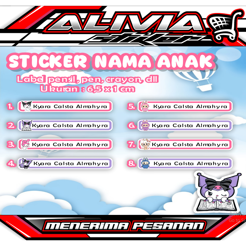 Jual [TERMURAH]Jual Stiker Label Nama Alat Tulis-Stiker Bisa Custome ...