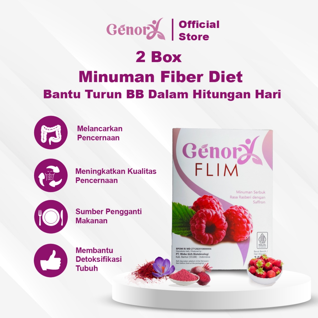 Jual GENORY Flim Fiber Pelangsing & Pelancar Pencernaan (2 Box ...