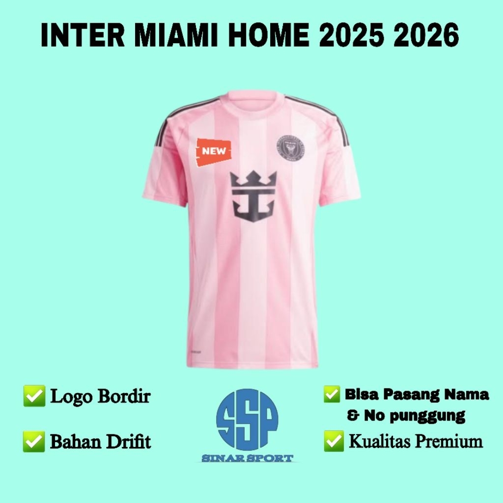 Jual Jersey Bola Inter Miami Home Musim 2025 2026 G.O Kualitas Terbaik ...