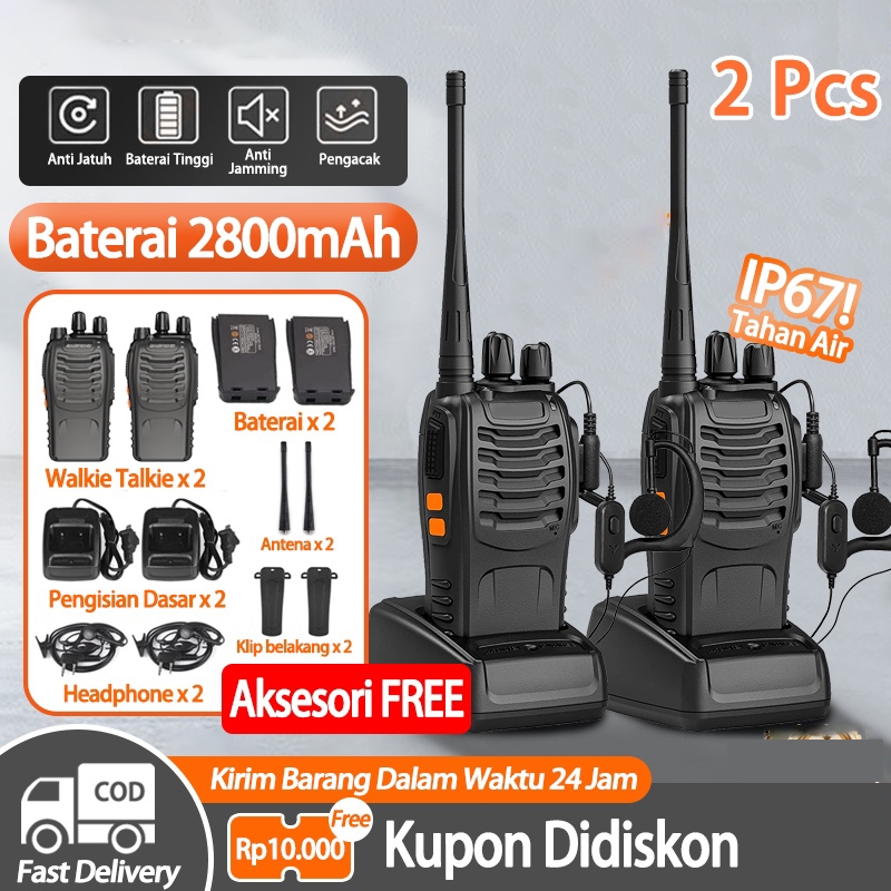 Jual Walkie Talkie Jarak Jauh 10km(Max) 2800mAH HT Wlan UHF 2 Units ...