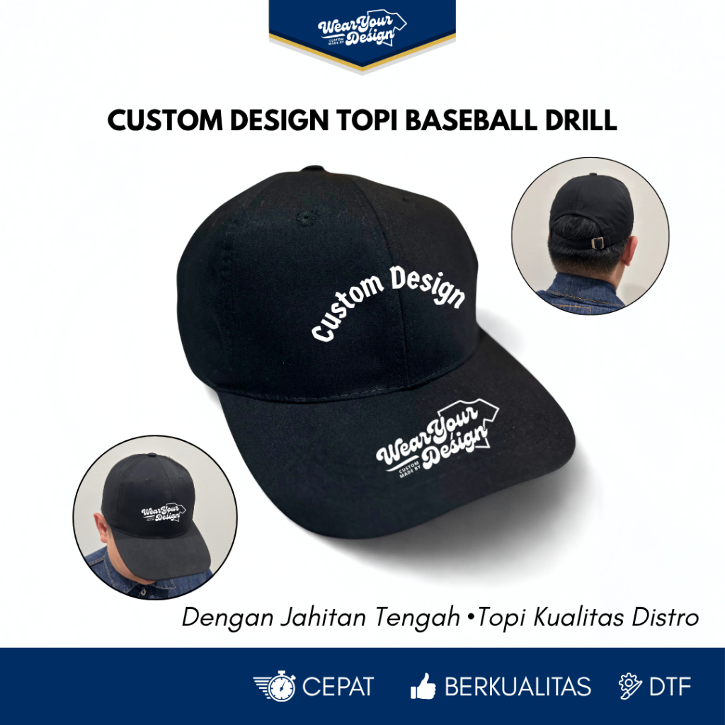 Jual Topi Baseball Custom Sablon DTF – Desain Sendiri, Full Color ...
