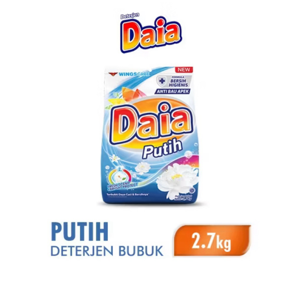 Jual Daia Putih Deterjen Bubuk 2.7kg – Bersih Maksimal, Putih Lebih ...
