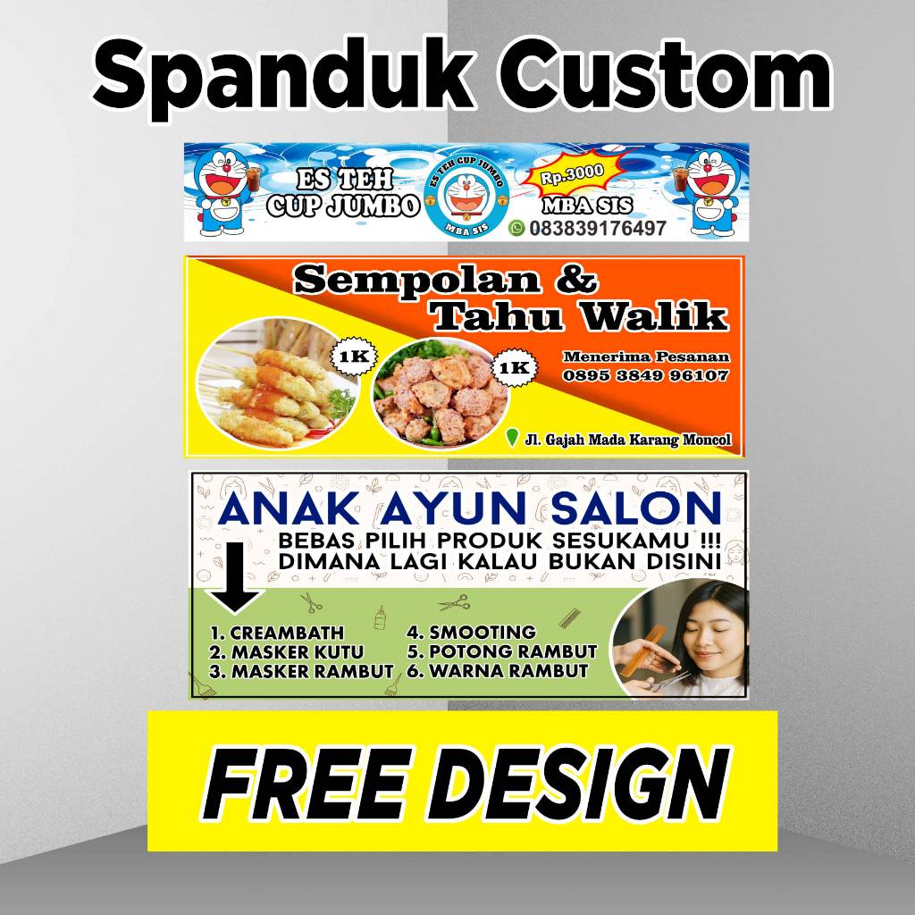 Jual Cetak Spanduk Banner Custom Flaxy 280 Free Design pilih ukuran ...