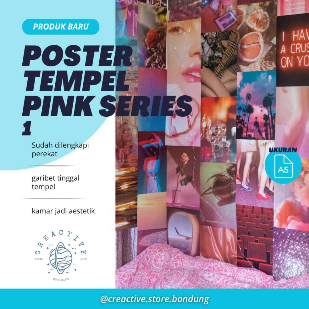 Jual POSTER DINDING AESTHETIC PINK FREE GIFT STIKER | WALLDECOR ...