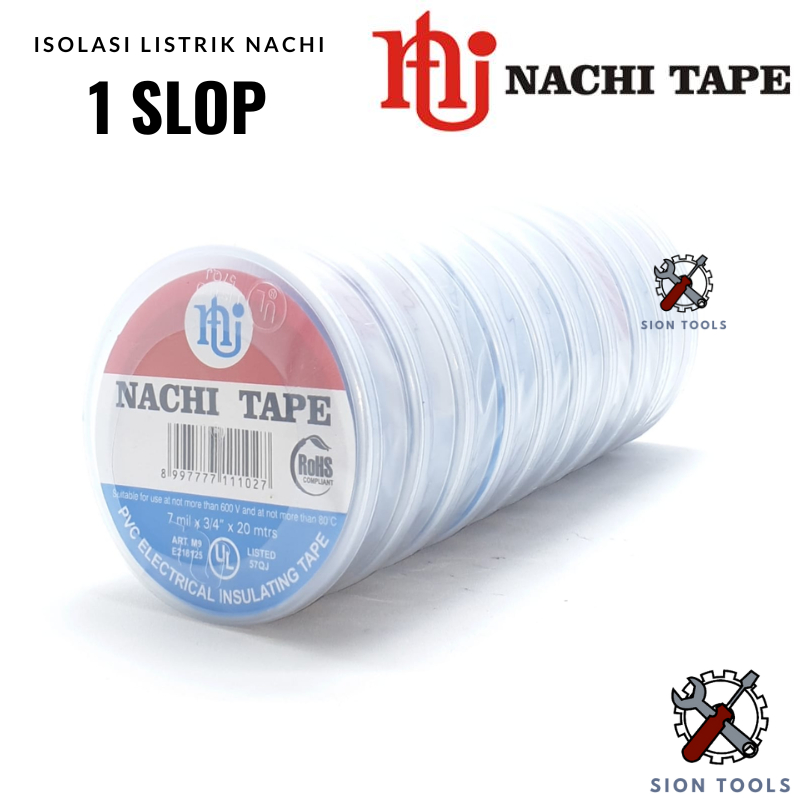 Jual NACHI TAPE ISOLASI LISTRIK 1 SLOP ISI 10 ROLL / PVC ELECTRICAL ...