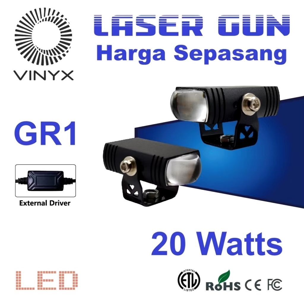 Jual Lampu Tembak Vinyx GR1 Sorot LED Laser Gun Slim Grill Mobil Stang ...