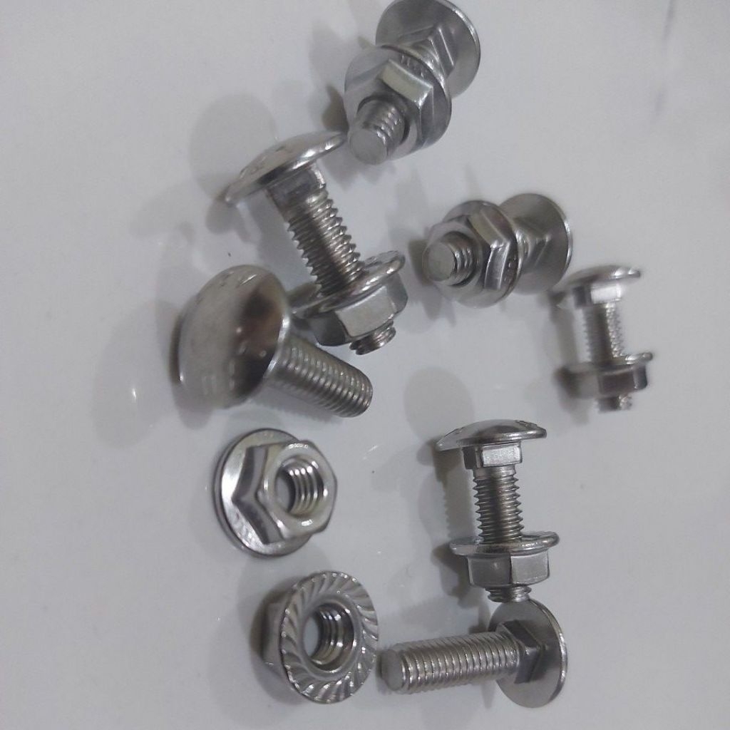 Jual Paket Isi 10 Joint Tray M6x20 Stainless Carriage Bolt Kunci 10 M6x20 Steinless Steel SS304 ...