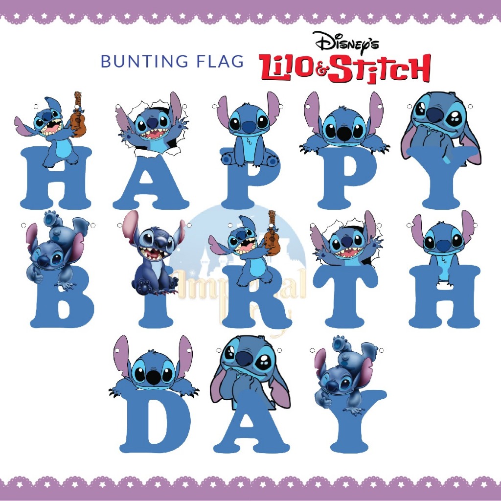 Jual Banner Bunting Flag Happy Birthday HBD Stitch Lilo | Shopee Indonesia