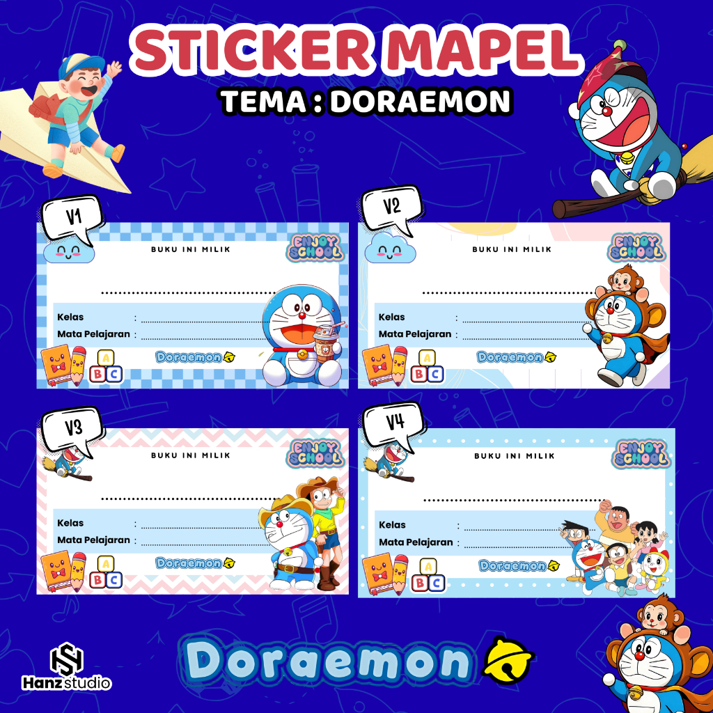 Jual 44 pcs Sticker Buku Doraemon / Sticker Custom Nama Label Buku ...