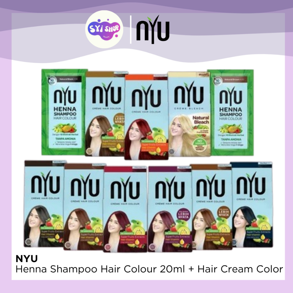Jual NYU Henna Shampoo Hair Colour 20ml – Cat Rambut Alami Tanpa Amonia ...