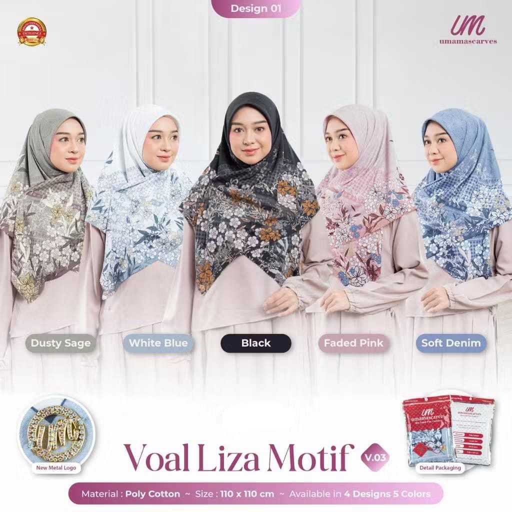 Jual Hijab Segiempat Umama Voal Liza Motif/Umama Voal Liza Motif LC ...