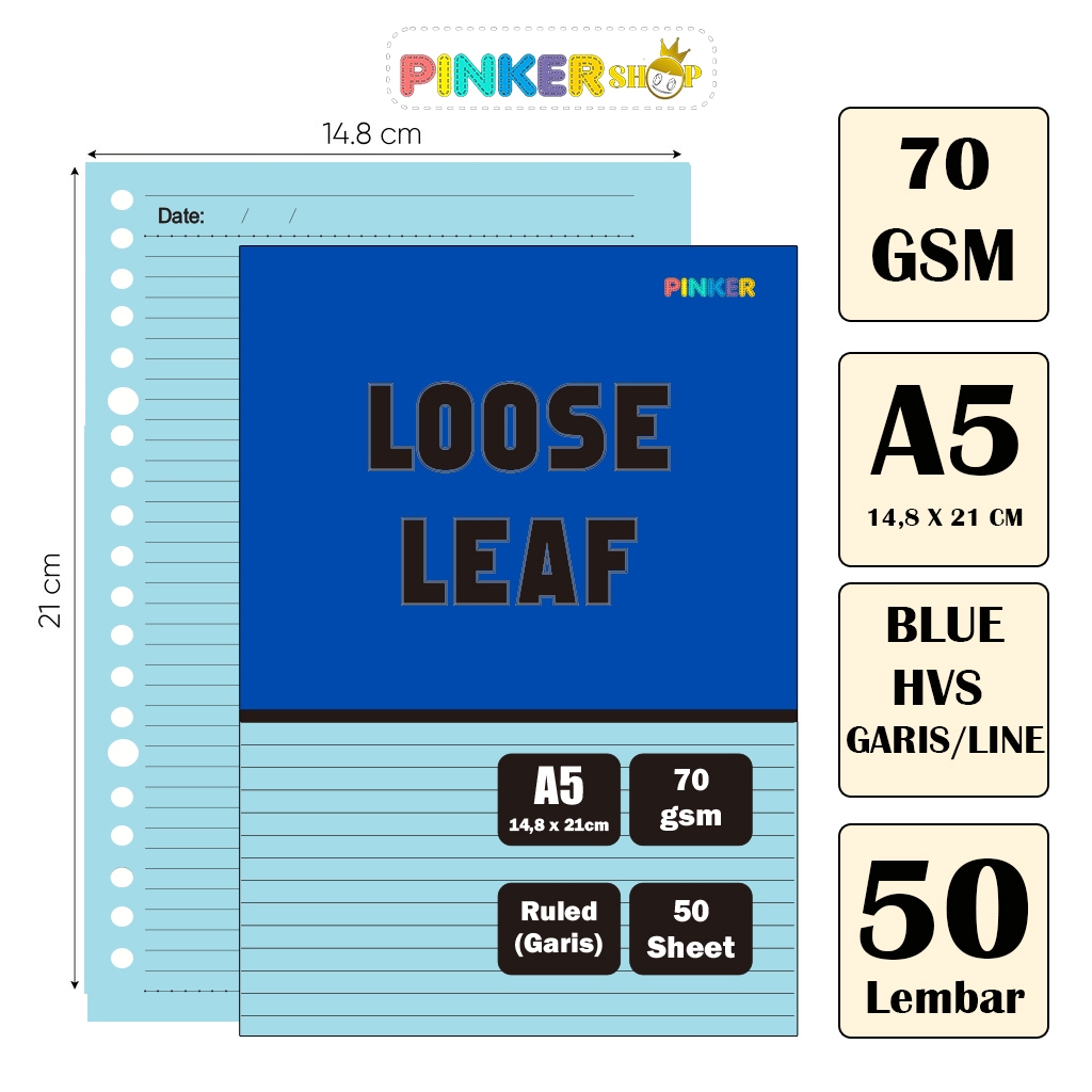 Jual Loose Leaf Color Isi Kertas File Binder Warna Garis/Line A5 50 Lembar | Shopee Indonesia