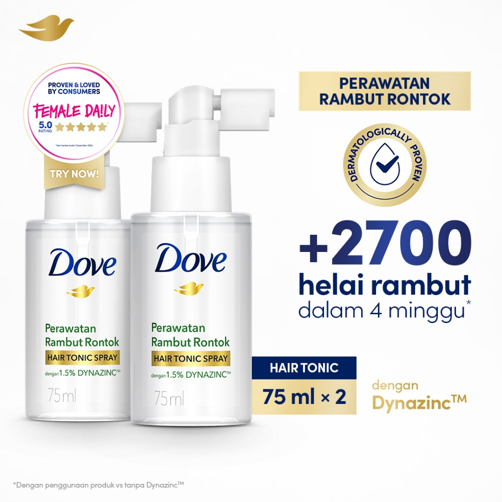 Jual Dove Hair Tonic Spray Perawatan Rambut Rontok - 75 ml x2 | Shopee ...