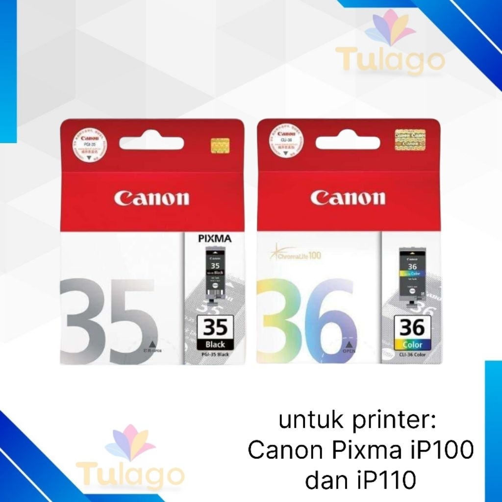 Jual Tinta Canon 35 dan 36 Original untuk printer Canon Pixma iP100 dan ...