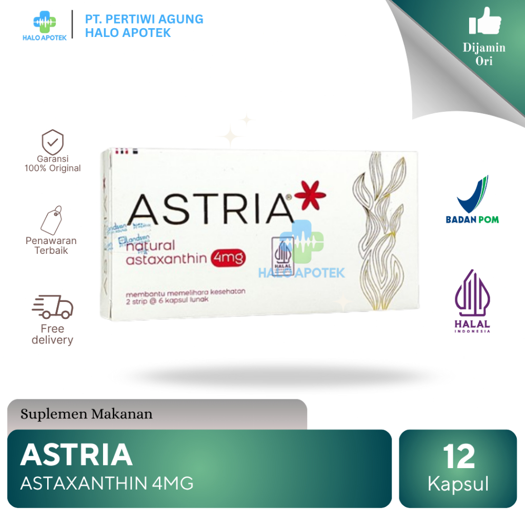 Jual ASTRIA | Astaxanthin 4mg | 1 Box isi 12 Kapsul | Shopee Indonesia