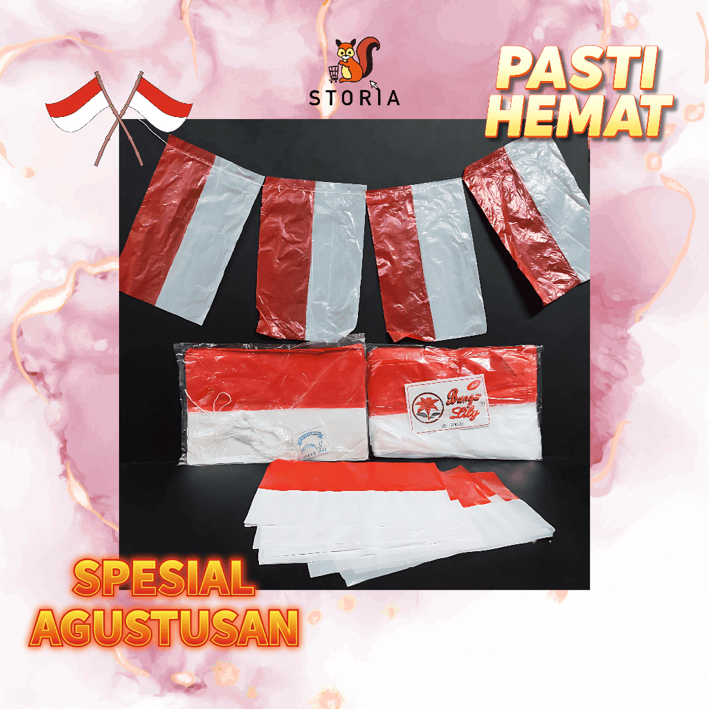 Jual Bendera Plastik Merah Putih/ Bendera Indonesia Merk Bunga Lily ...