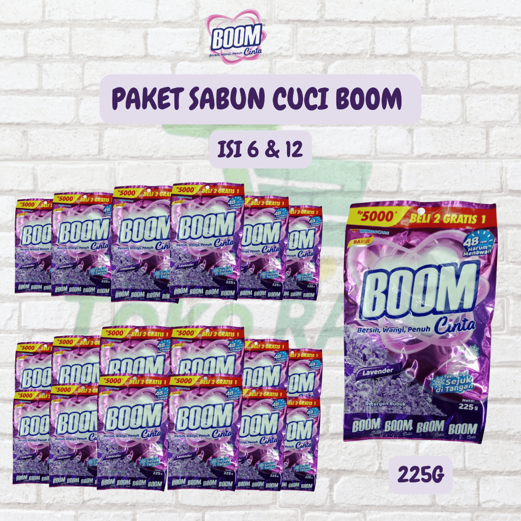 Jual PAKET 6 & 12 PCS BOOM DETERGENT BUBUK 225GR | Shopee Indonesia