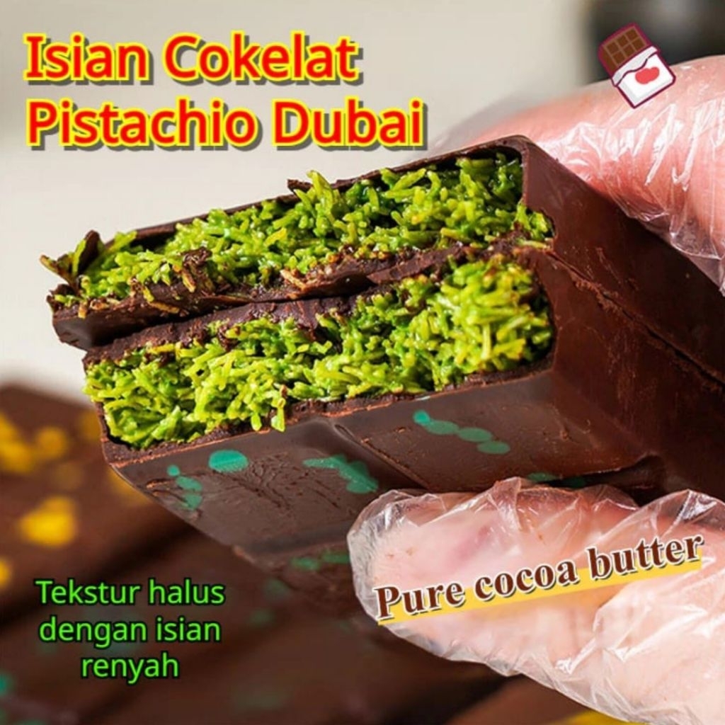 Jual ️COD/Kirim Dalam 24 Jam⚡ 260g Pistachio Kunafa Cokla | Coklat Dubai | CHOCOLATE BAR CRISPY ...