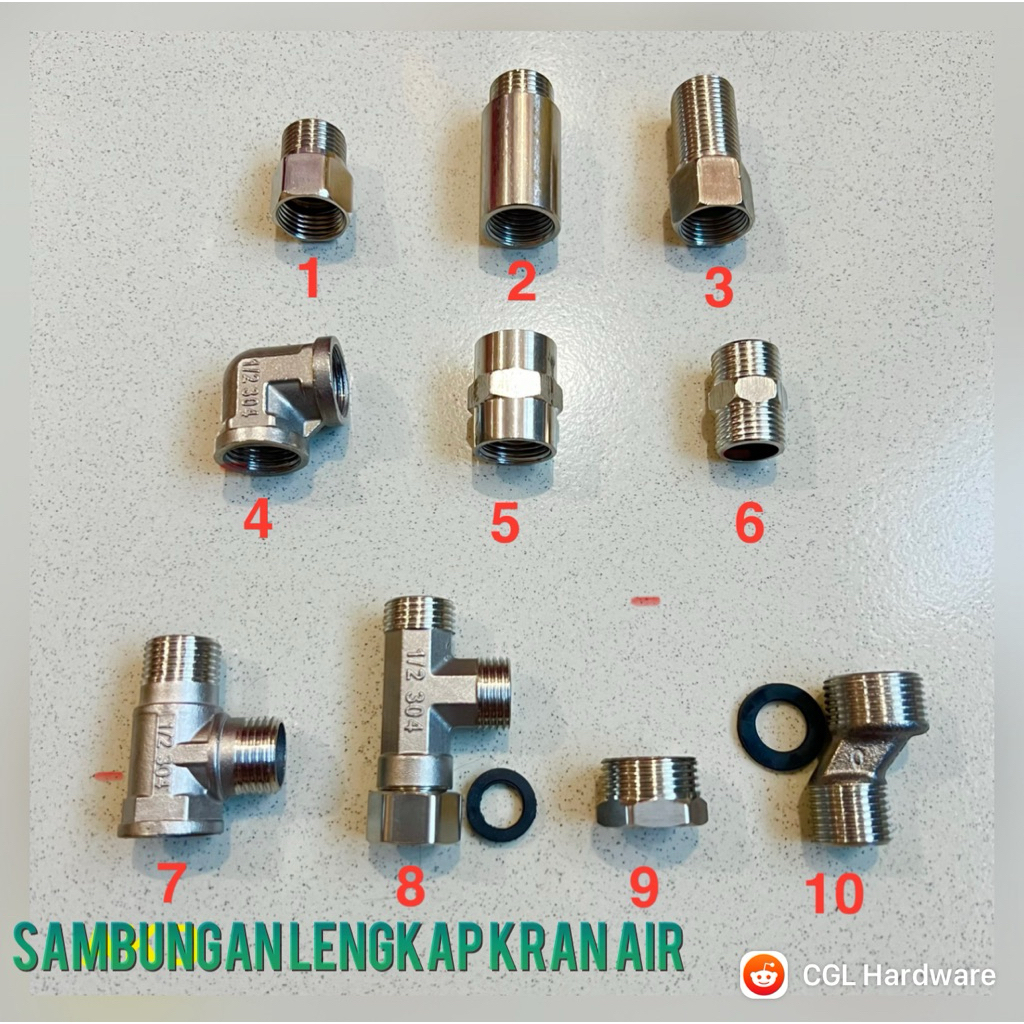 Jual Sambungan fitting hose kran keran stainles sock/keni/tee/nepel ...