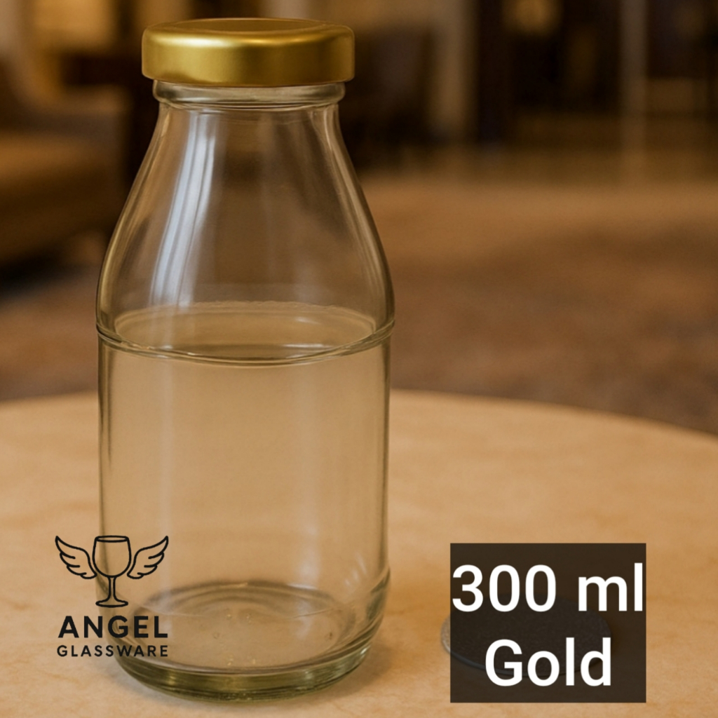 Jual / 6 ( ENAM ) 300 ml Botol Jus Juss Kaca 300ml + tutup tutup hitam ...