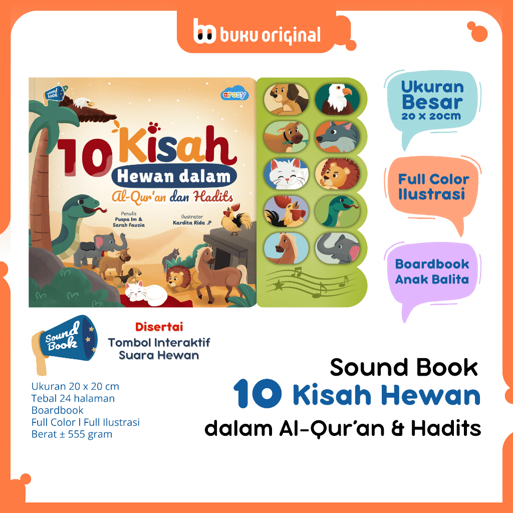 Jual Buku Anak Suara Hewan Sound Book 10 Kisah Hewan dalam Al Quran dan ...