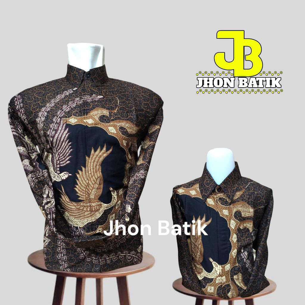 Jual Kemeja batik Merak Coklat couple ayah anak lengan panjang katun ...