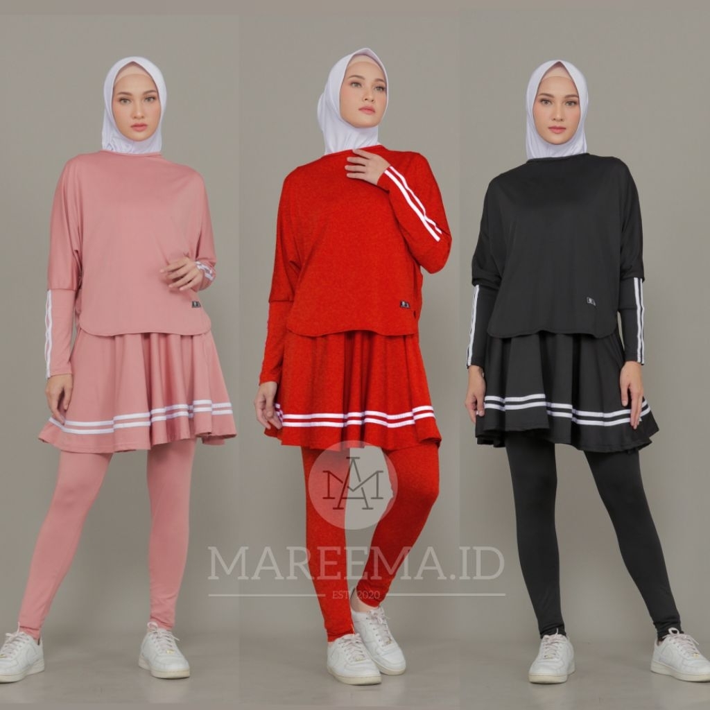 Jual Setelan Baju Olahraga Wanita Muslim Terbaru Leging Rok Skirt Perempuan Sport Badminton ...
