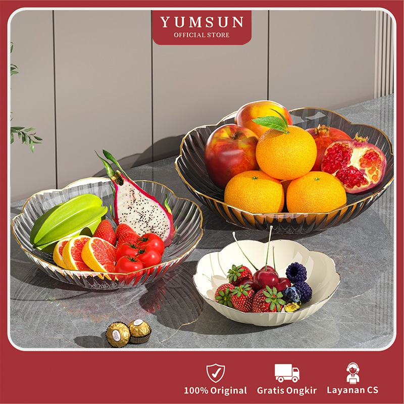 Jual YUMSUN Piring Buah Transparan Piring Makanan Penutup Permen ...
