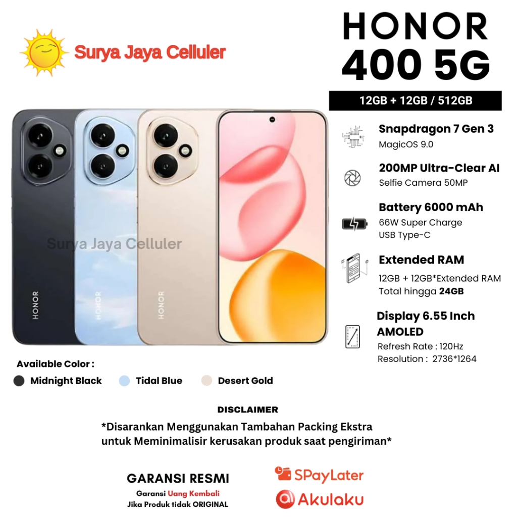 Jual HP HONOR 400 5G 12/512GB, dan HONOR 400 LITE 5G 8/256 GB (Garansi ...