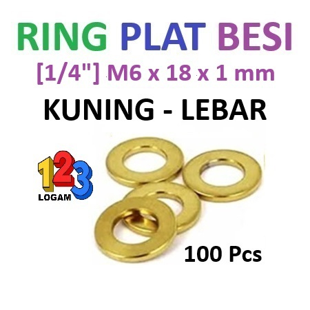 Jual Ring Plat M6 x 18 x 1 mm Lebar Kuning Isi: 100 Pcs - Kunci Baut 10 ...