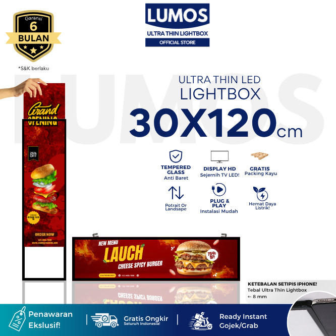 Jual Ultra Thin Light Box 30 x 120 | LED Frame Advertising Portable ...