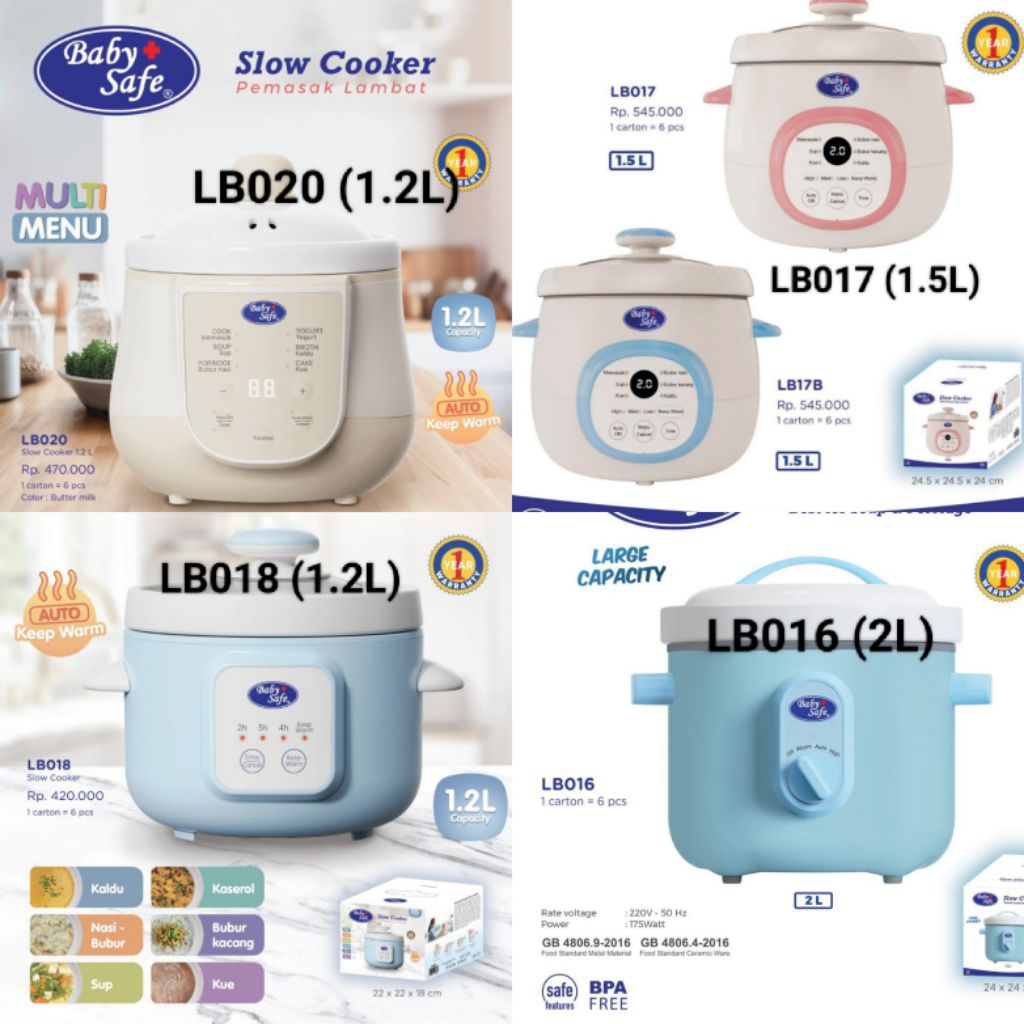 Jual Baby Safe Slow Cooker LB016 2 Liter LB017 1.5L LB018 1.2L Mesin ...