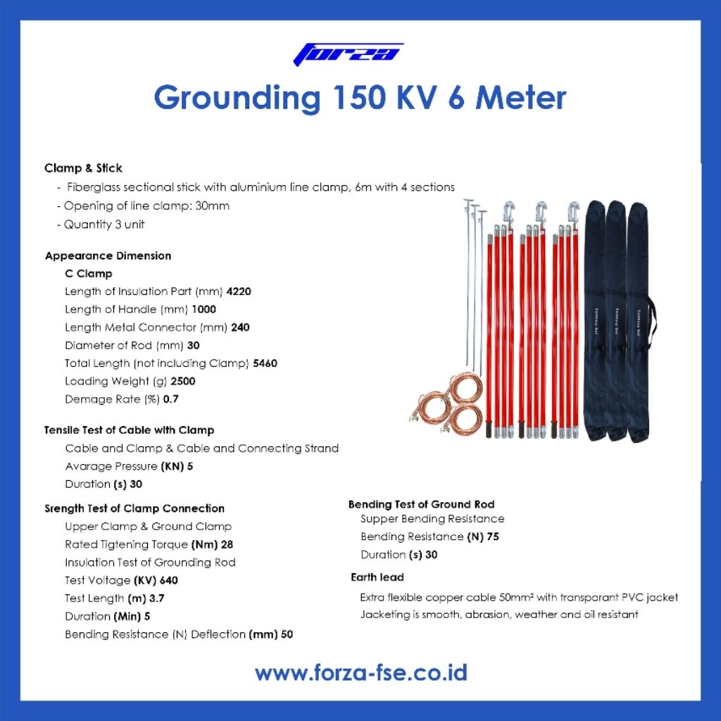 Jual Forza Grounding Stick 150 KV 6 Meter | Earthing Set 150 KV 6 Meter ...