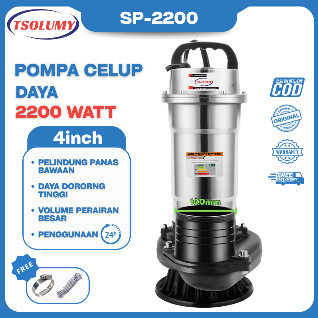 Jual Tsolumy Pompa Celup Air Kotor Bersih SP2200 4inch Mesin Pompa Air Irigasi Pertanian Pompa ...