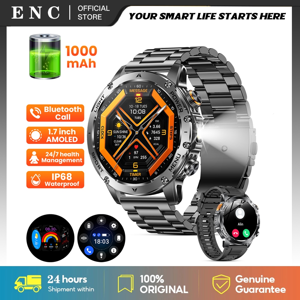 Jual ENC Military Smart Watch for Men, 1,7" HD Touch Screen 1000mAh ...