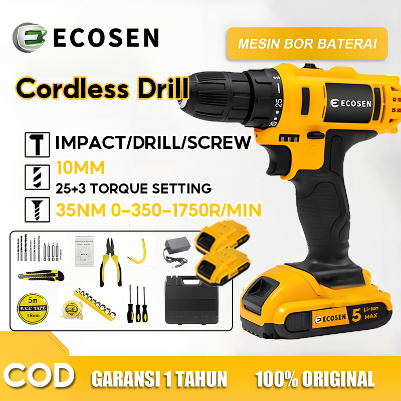 Jual ECOSEN Mesin Bor Baterai Bor listrik set lengkap Bor impact ...