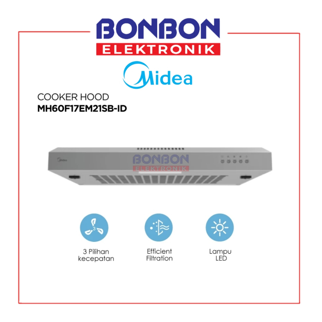 Jual Midea Cooker Hood Slim 60cm MH60F17EM21SB-ID / MH60F17EM21SB ...