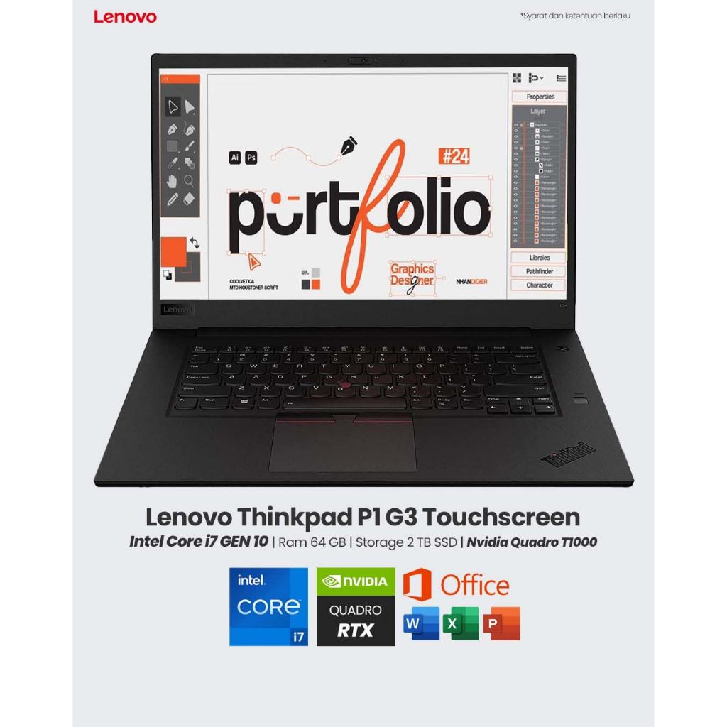 Jual Laptop Gaming Lenovo Thinkpad P1 G3 Core i7 Gen 10 Ram 64 GB SSD 3 ...
