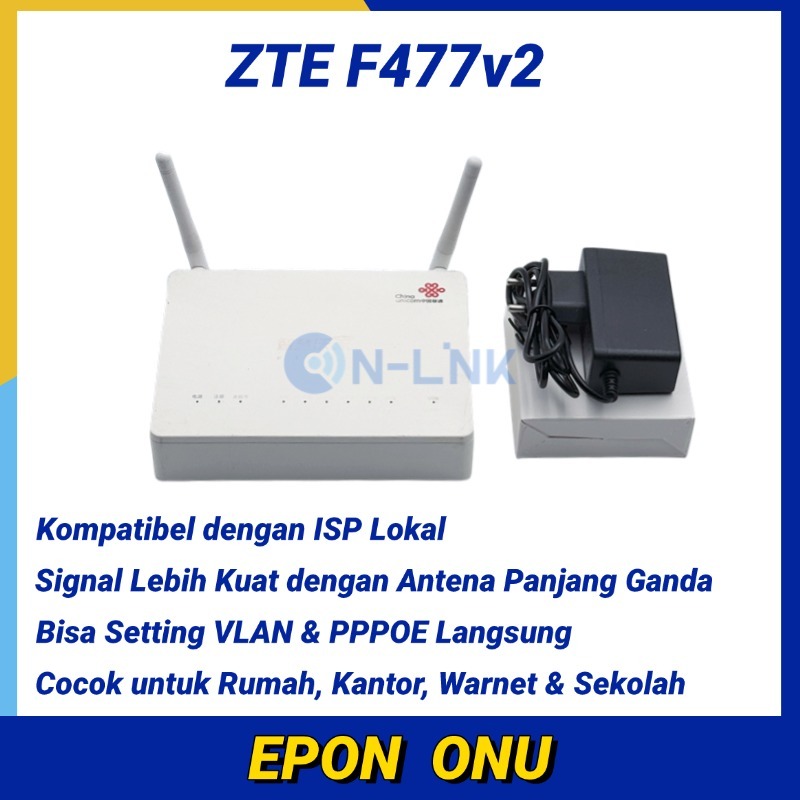 Jual ZTE F477V2 ONU Router Modem | WiFi 2.4GHz | 4 Port LAN | Untuk ISP ...