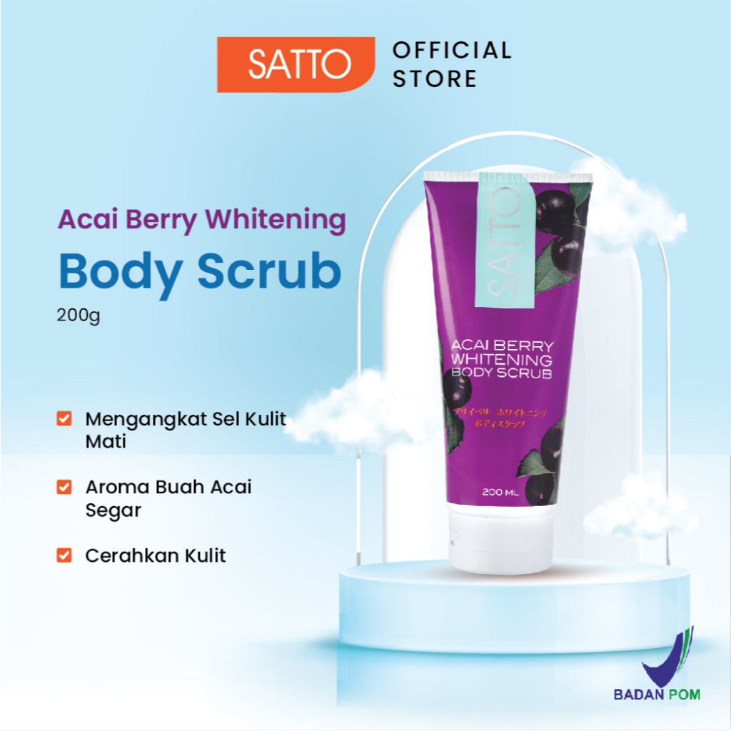 Jual Satto Body Scrub Brightening dengan Acai Berry 200G – Kulit Halus ...