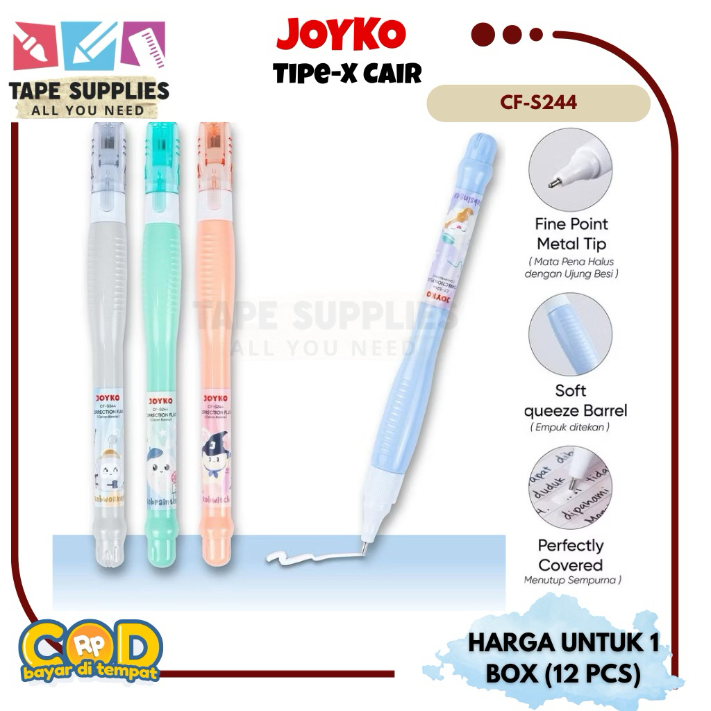 Jual (DAPAT 12) Tipe-x/ Pulpen Tipex Cair Correction Fluid JOYKO PULPEN ...