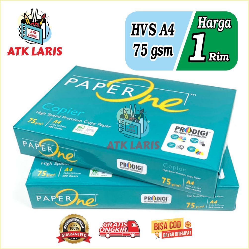 Jual KERTAS HVS 75gr PaperOne ORIGINAL Kertas A4 75gr Kertas HVS harga ...