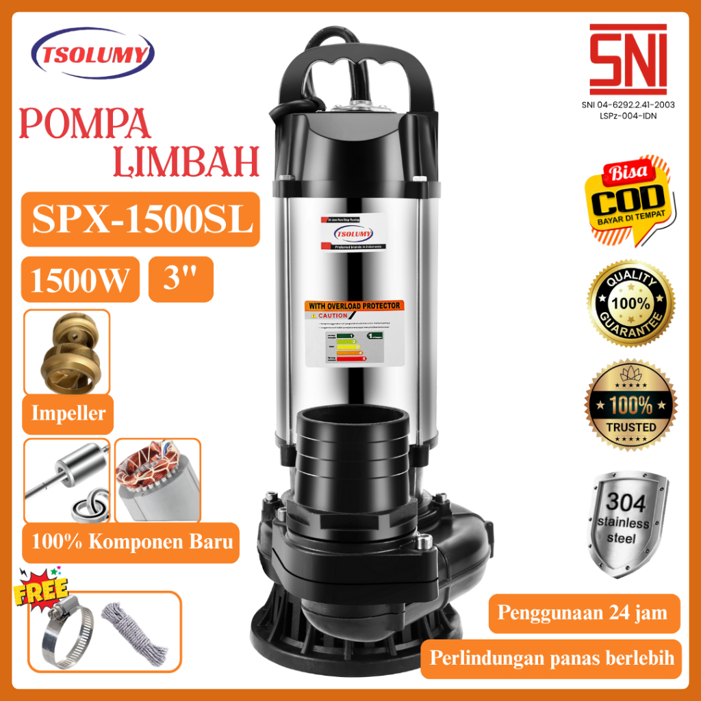 Jual Tsolumy Pompa Celup Air Kotor SPX-1500SL Pompa Tambak Pompa Lumpur ...